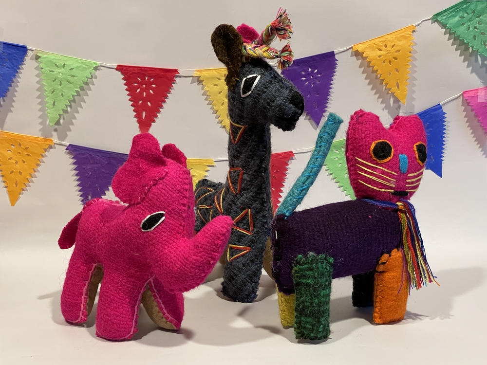 Hand Pieced Wool Animals, S/2 | Hand Embroidered Textiles