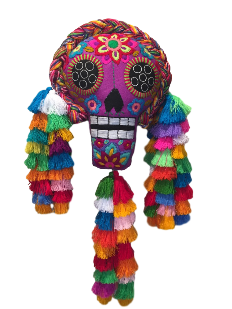 Giant Embroidered Calavera with Braid and Tassels | Day of the Dead ...