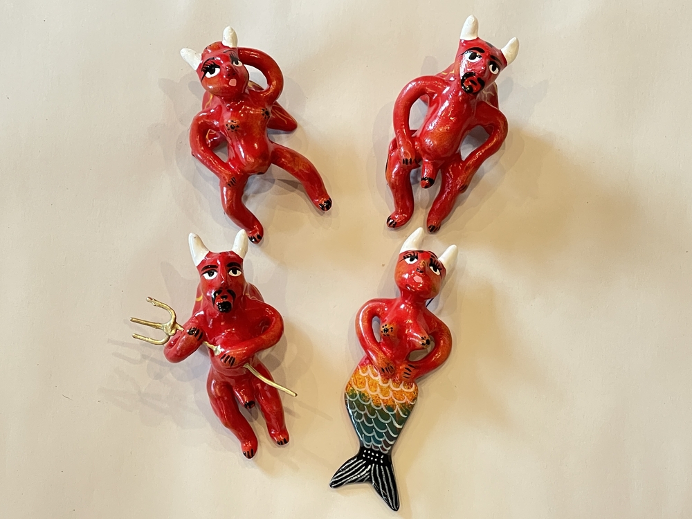 Traditional Guerrero Clay Ornaments, Devils, S/4 | Christmas Ornaments ...