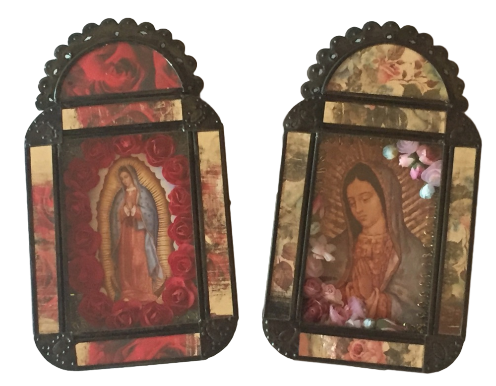 Small Antiqued Virgin Nicho, Color | Religious Nichos and Tin Decor