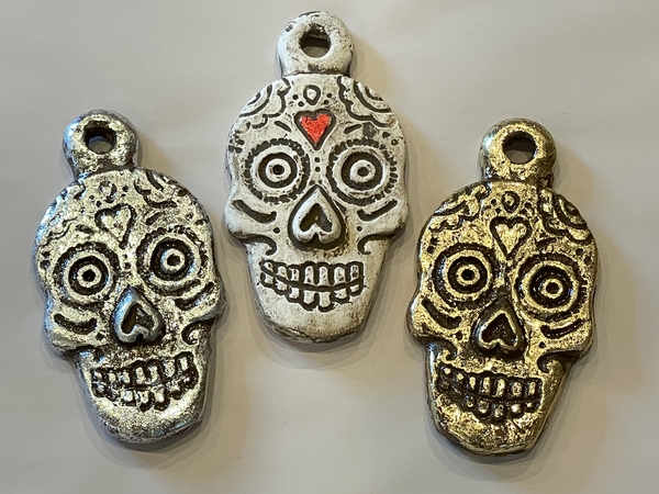 Milagro Inspired Calavera Wall Hanging, White | Day of the Dead Clay Work