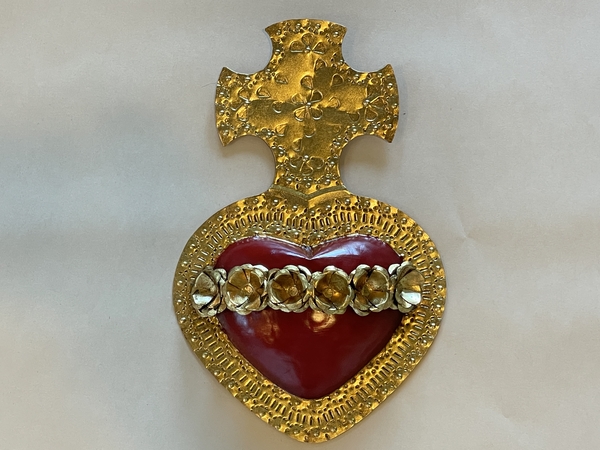 Sacred Heart with Cross and Roses, Gold/Red | Sacred Hearts, Assorted